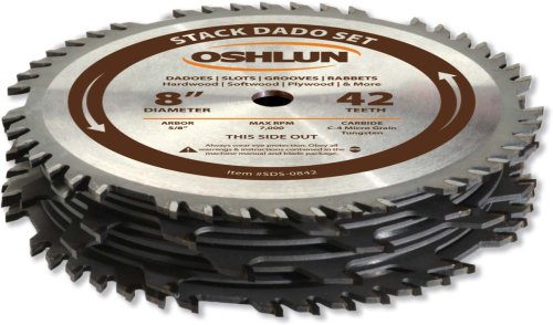 Oshlun 8-Inch 42 Tooth Stack Dado Set with Bosch Dado Insert