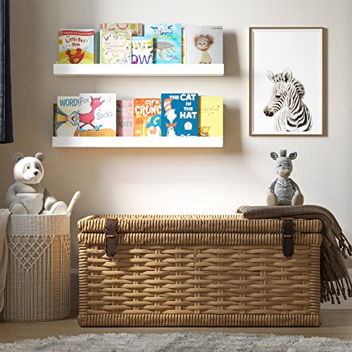 Wallniture Denver 34" White Wall Bookshelf for Kids' Room, Wall Shelves for Nursery Decor, Floating Shelves for Wall Decor