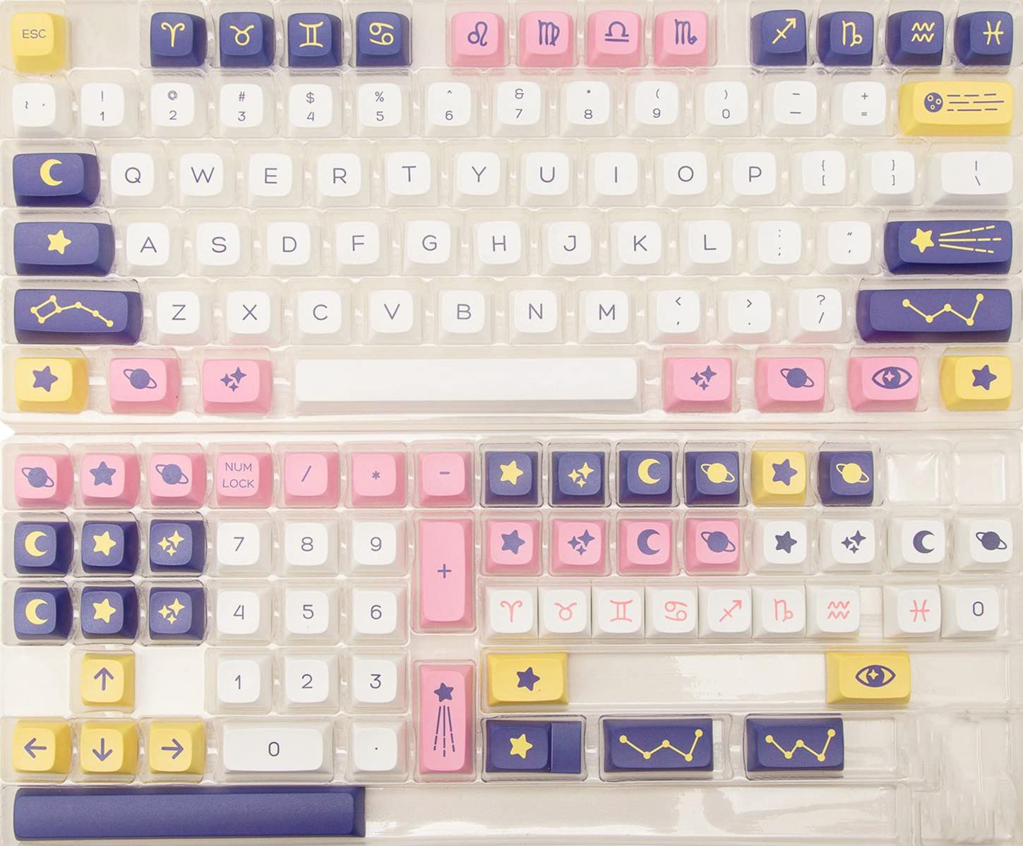 Benemate Constellation Keycaps, 104 + 29 Keycap Set, Dye-Sublimation PBT Keycaps, XDA Profile Custom Keycaps for DIY Cherry MX Mechanical Gaming Keyboards