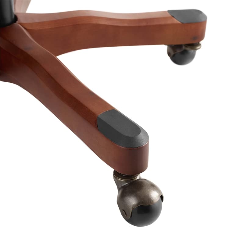 Linon Sinclair Wood Upholstered Adjustable Office Chair in Beige