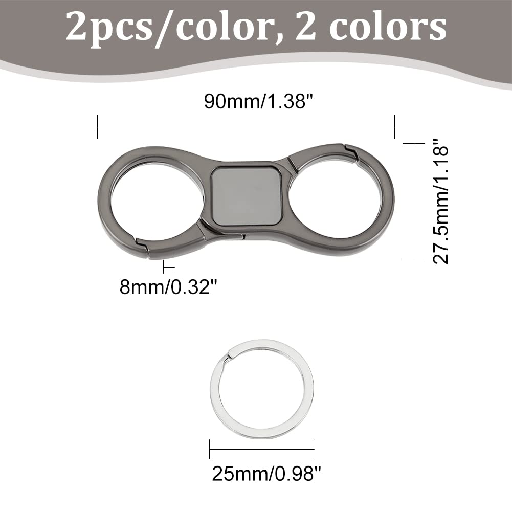 arricraft 4 Pcs Metal Alloy Keychain, Carabiner Clip Keyring with Quick-release Spring Snap Clip Key Chain Keyfob Key Holder With Hook for Car Keys