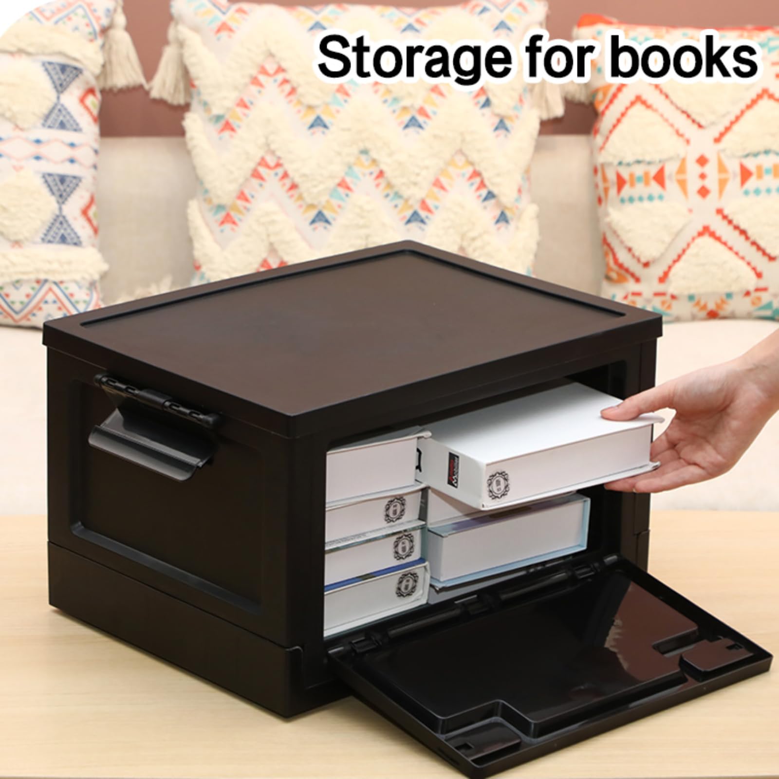 Burbell 2 Pcs 30 L Foldable Outdoor Storage Box Lockable Plastic Deck Box Waterproof Patio Storage Box PP Storage Bin for Package Delivery Patio Cushions Gardening Tools UV Resistant