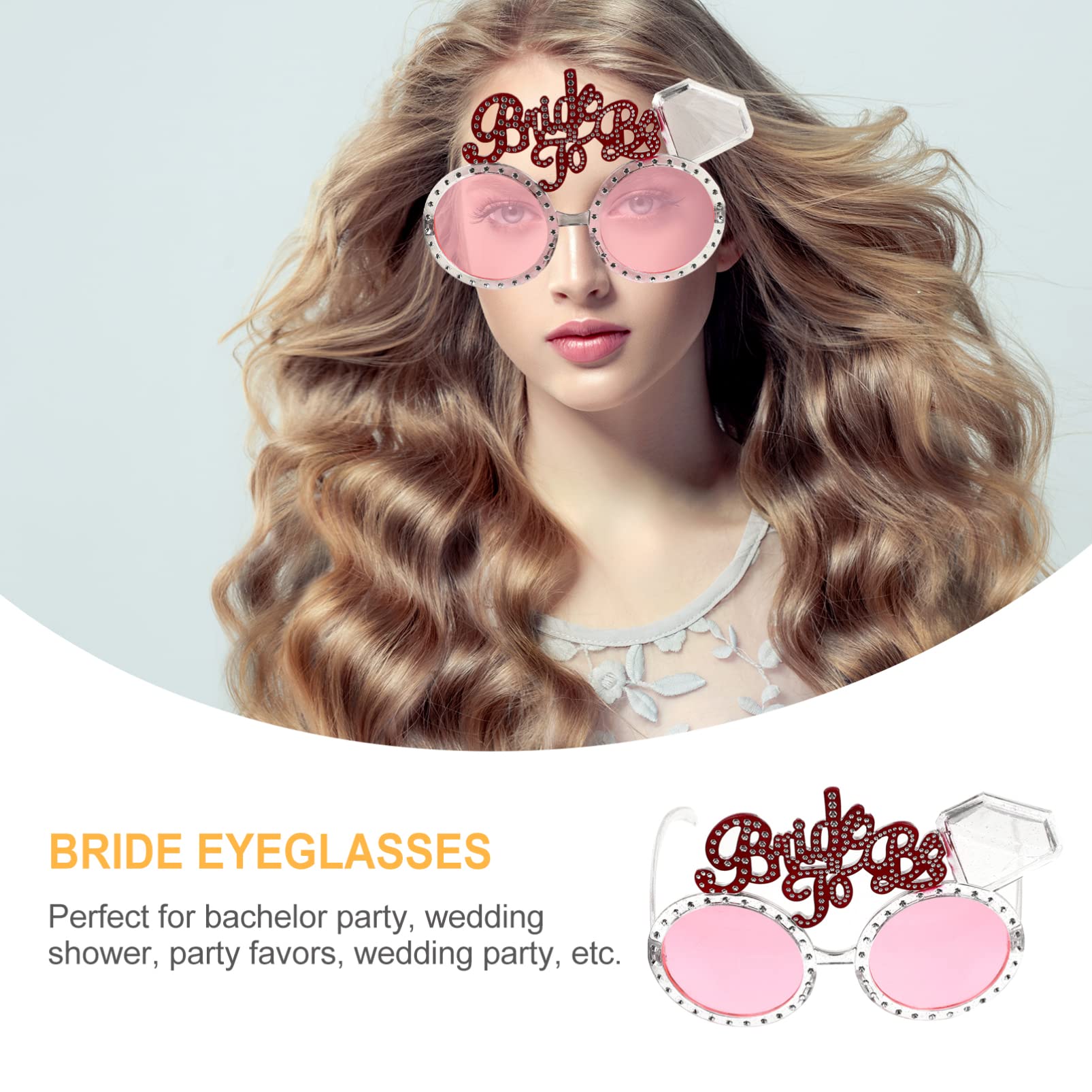NUOBESTY Groom and Bride Eyeglasses Decorative Bachelor Party Eyeglasses Bachelorette and Bridal Shower Decorations for Party Photo Props, 2pcs