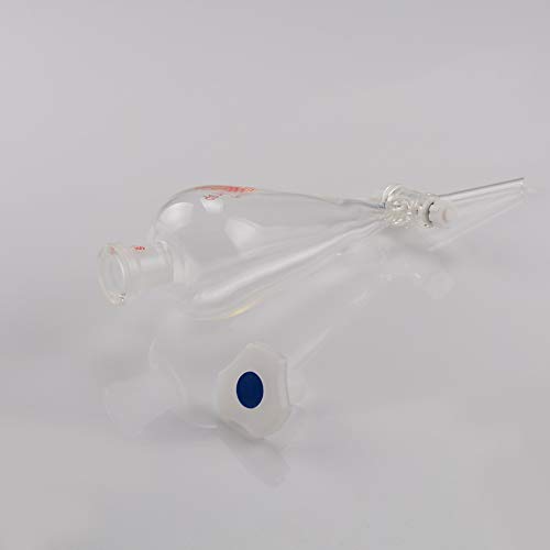 stonylab Borosilicate Glass 125 ml Heavy Wall Conical Separatory Funnel with 19/26 Joints and PTFE Stopcock, 125 ml