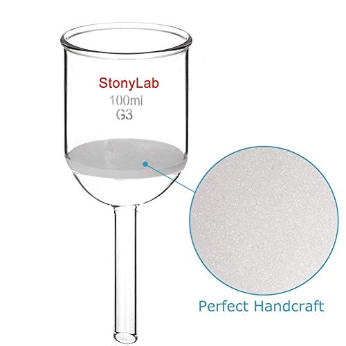 StonyLab Borosilicate Glass Buchner Filtering Funnel with Fine Frit(G3), 56mm Inner-Diameter, 60mm Depth (100ml)