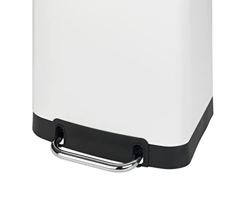 WENKO 54920218 8 Gallon Kitchen with Foot Pedal, Hands Free, Made of Steel, Dimensions (WxHxD): 13.4x24x12.8 in, Trash Can with lid, White