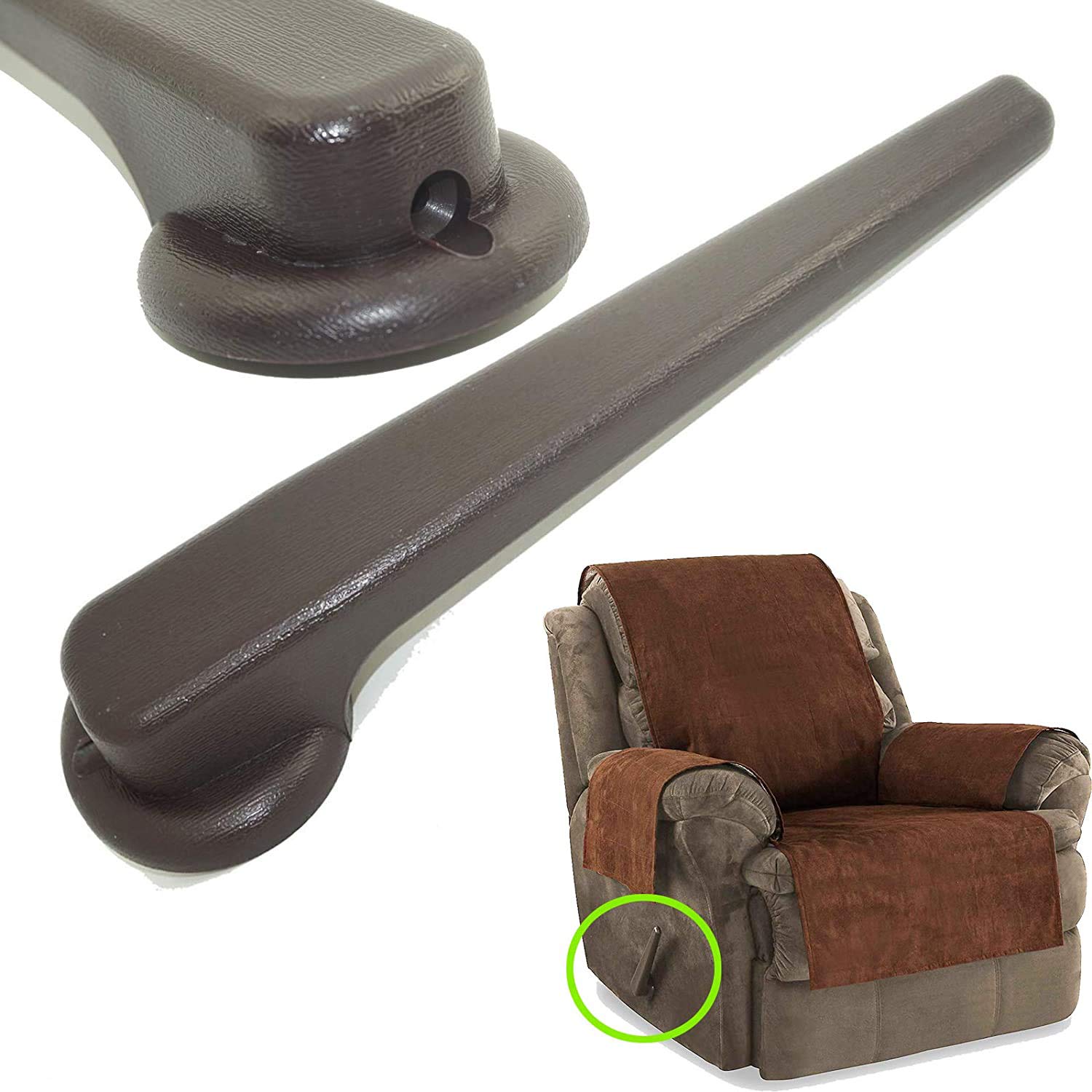 AUXPhome Universal Brown Plastic Sofa Chair Recliner Release Pull Handle Replacement Parts, 5/8" Lever Square Hole Foot Rest Release Right/Left Handļ¼fits More Brands Recliner Handle and Furniture