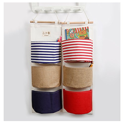 OPOO Fabric Wall Door Closet Hanging Storage Bag Small Cotton Hanging Pocket Door Hanging Organizer 3 Pockets
