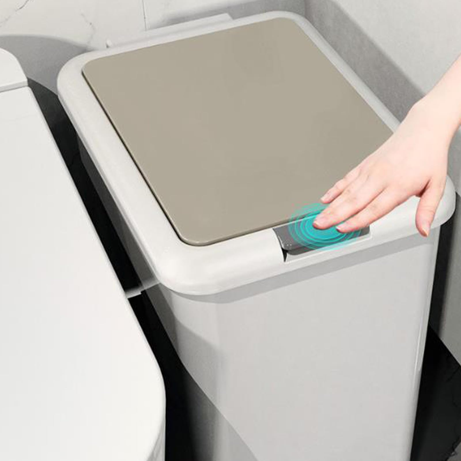 CENGNIAN Step-On Trash Can for Home and Kitchen, with Lid Lock and Slow Close, Step Trash Can, Step On Trash Can Kitchen, Bathroom Trash Can with Lid, Garbage Can, 4.24Gallon