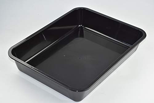 OMEM Reptile Food Bowl Large Water Dish, Wood Plate, Bowl Turtles (L=35.4 * 5.3 * 26.3, Black)