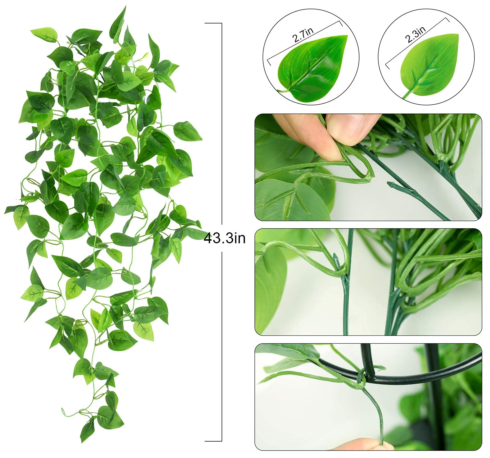 Ouddy 4Pcs Artificial Hanging Plants 3.6ft Fake Ivy Vines, Fake Hanging Plants Artificial Plants for Kitchen Garden Wedding Indoor Outdoor Decoration