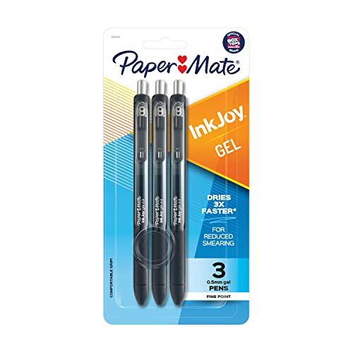 Paper Mate 1951638 InkJoy Gel Pens, Fine Point, Black, 3 Count