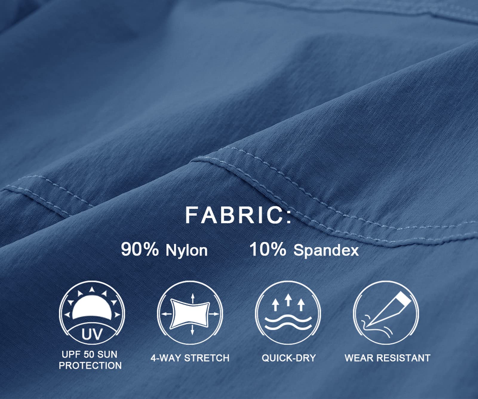 BASUDAM Men's Cargo Hiking Shorts Stretch Quick Dry Lightweight Work Shorts 6 Pockets for Camping Travel Dark Blue 38