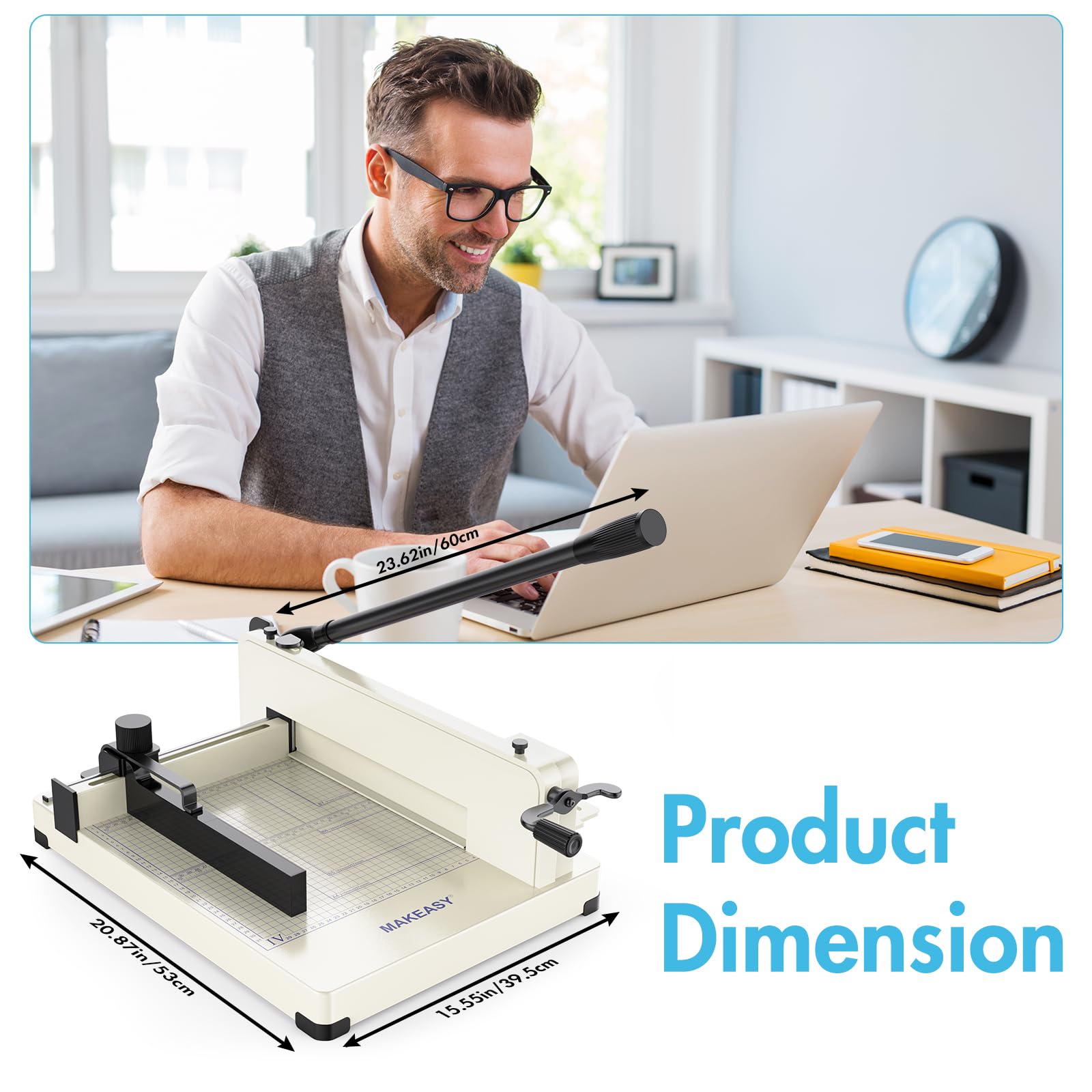 Paper Cutter 12 Inch, Heavy Duty Paper Cutter for A4 Paper, Guillotine Paper Cutter 400 Sheet Capacity, Solid Steel Construction