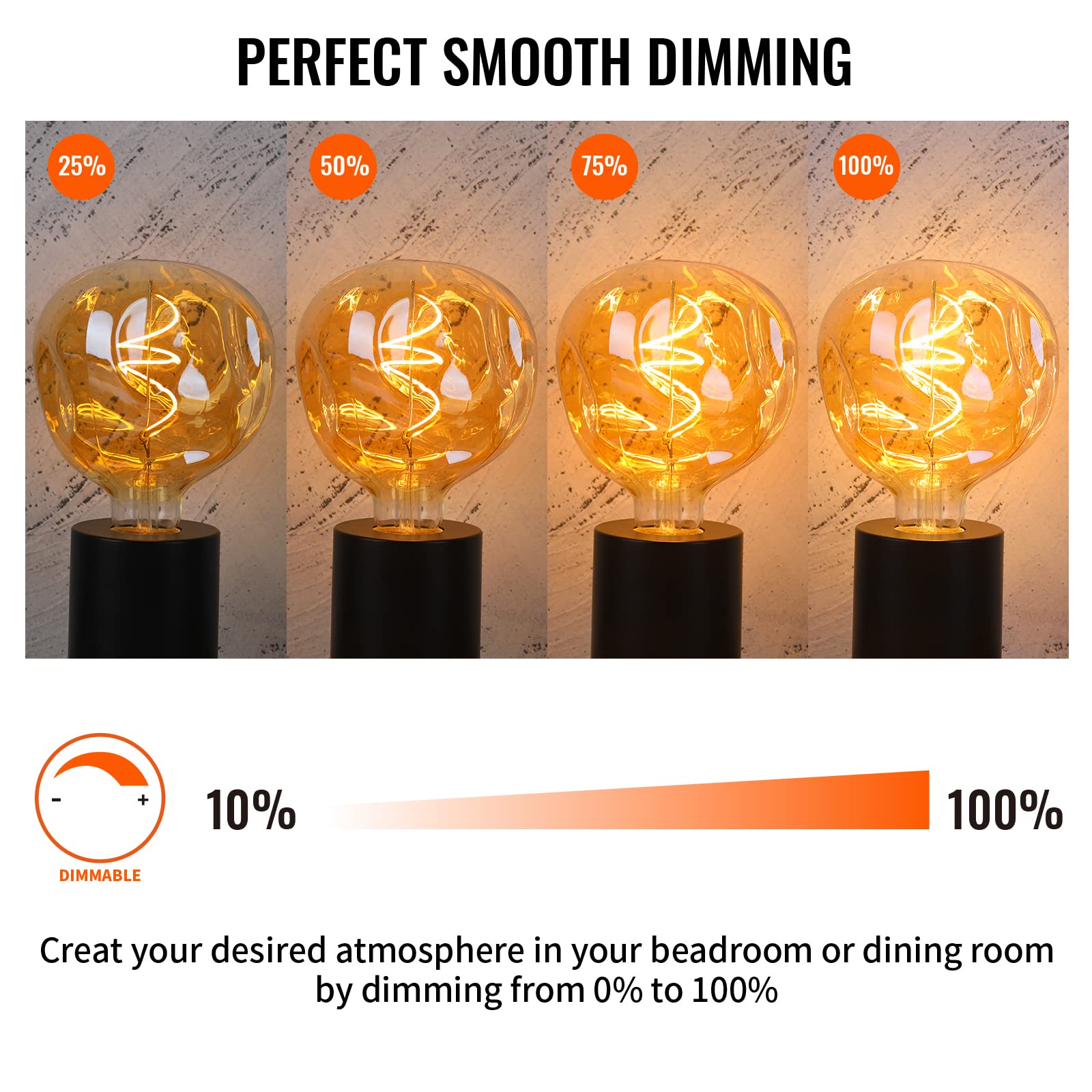 OMED S125 Oversized LED Edison Bulb Large, 5 Watt 400 Lumens 2200k Warm Yellow Large Edison Light Bulb, Amber Glass Decorative Large Globe Dimmable E26 Bulbsfor Pendant Lighting, 1 Pack
