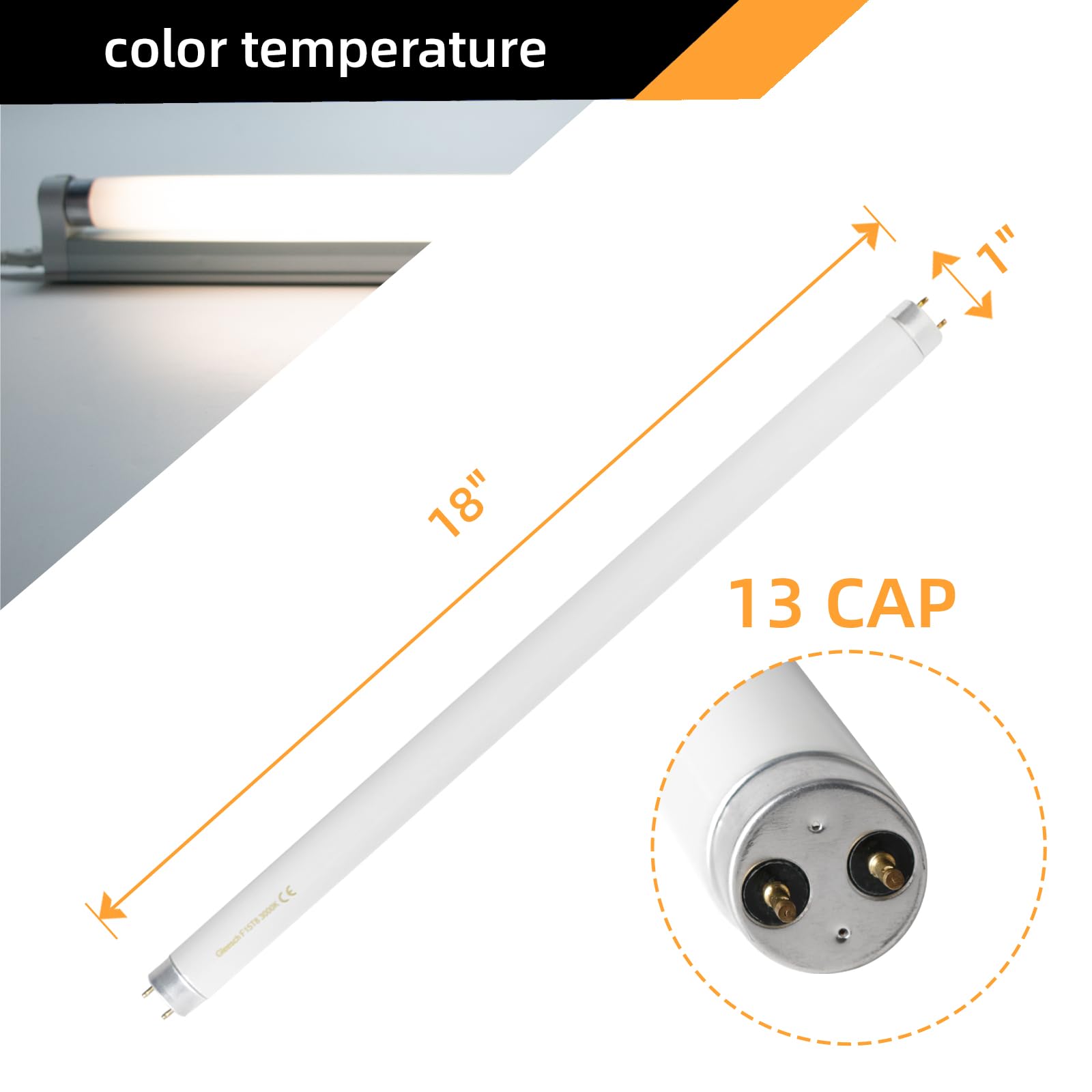 coospider-repta 18 Inch 15W T8 Fluorescent Replacement Tube Bulb Warm White Light 4100K Medium Bi-Pin G13 Base 2 Count