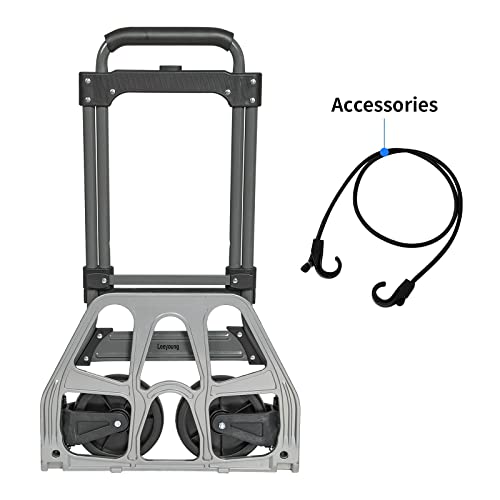 Leeyoung Folding Hand Truck and Dolly, 264 Lb Capacity Heavy-Duty Luggage Trolley Cart with Telescoping Handle and PP+EVA Wheels