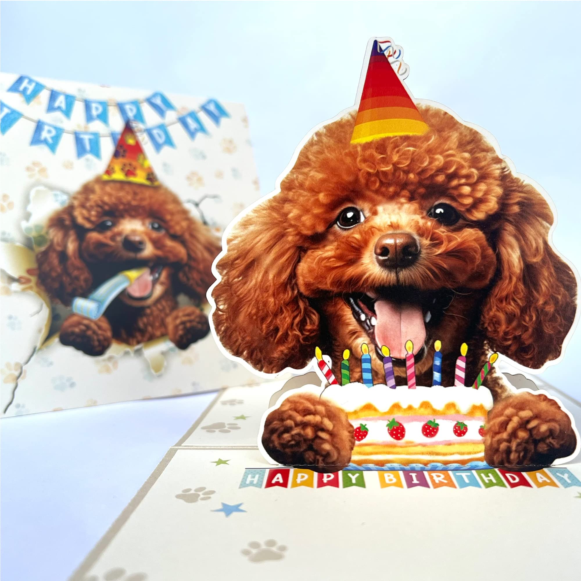 Crazytops Poodle Dog 3D Birthday Funny Pop Up Cards, Poodle Funny and Surprise Happy Birthday Lovely Cards