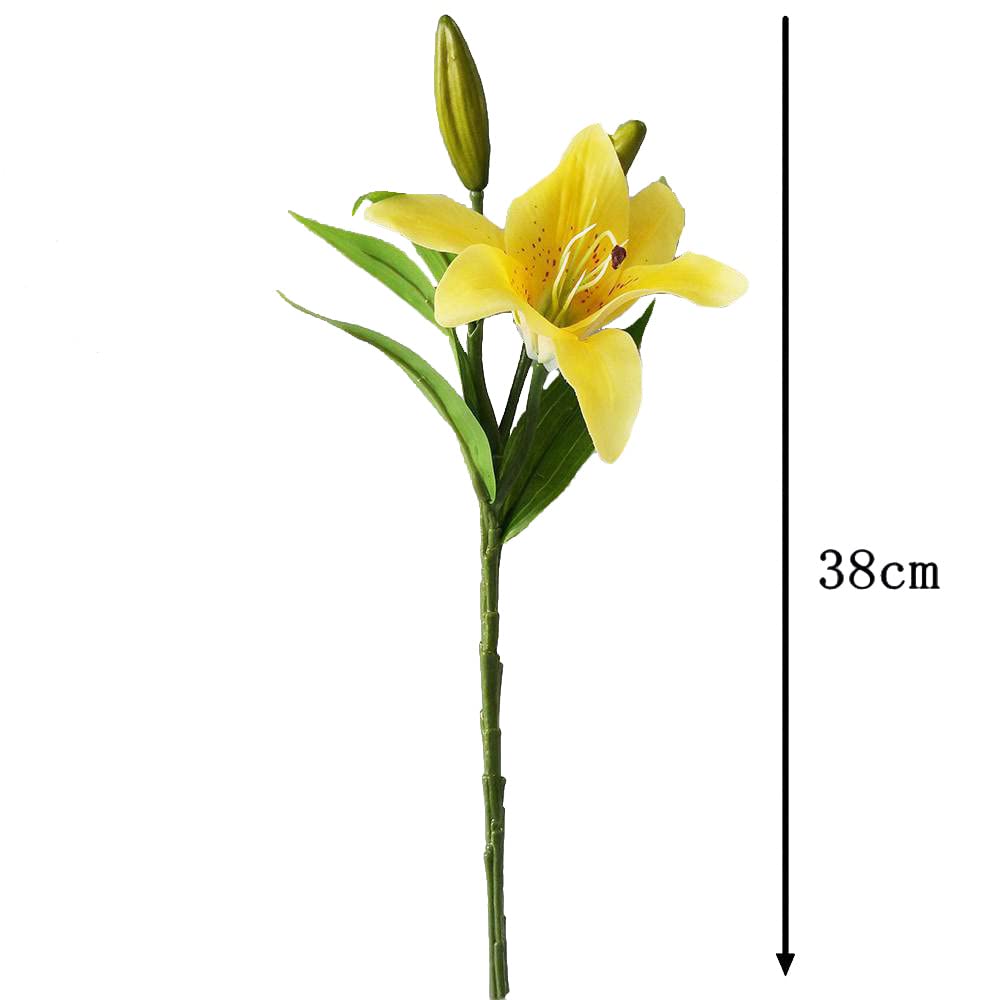 Joostee 8PCS Artificial Lily 3 Heads Fake Lily Artificial Flower for Wedding Home Party Garden Office Decor (Yellow)