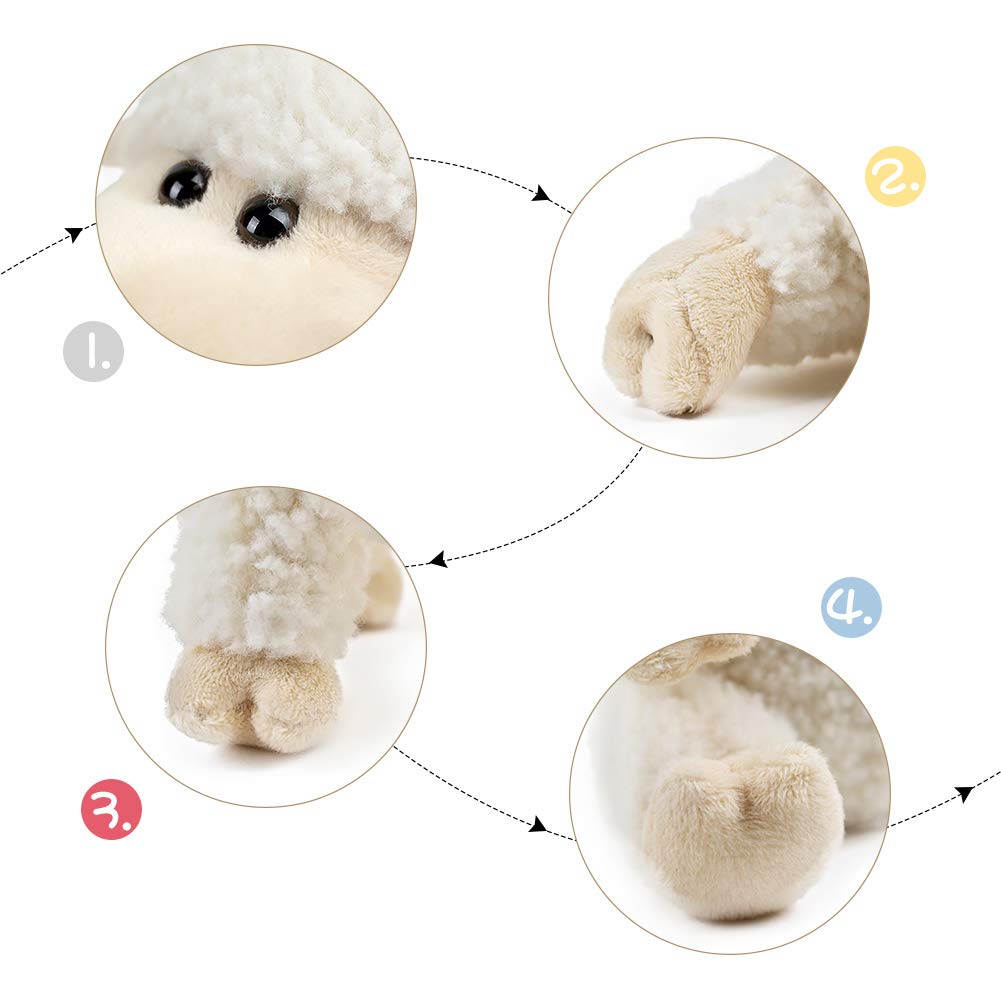 FRANKIEZHOU Sheep Stuffed Animal Lamb Plush Decorations 3Pcs (Sitting, Standing, Kneeling) White Sheep Toys Gift for Kids Little Girl/Boy