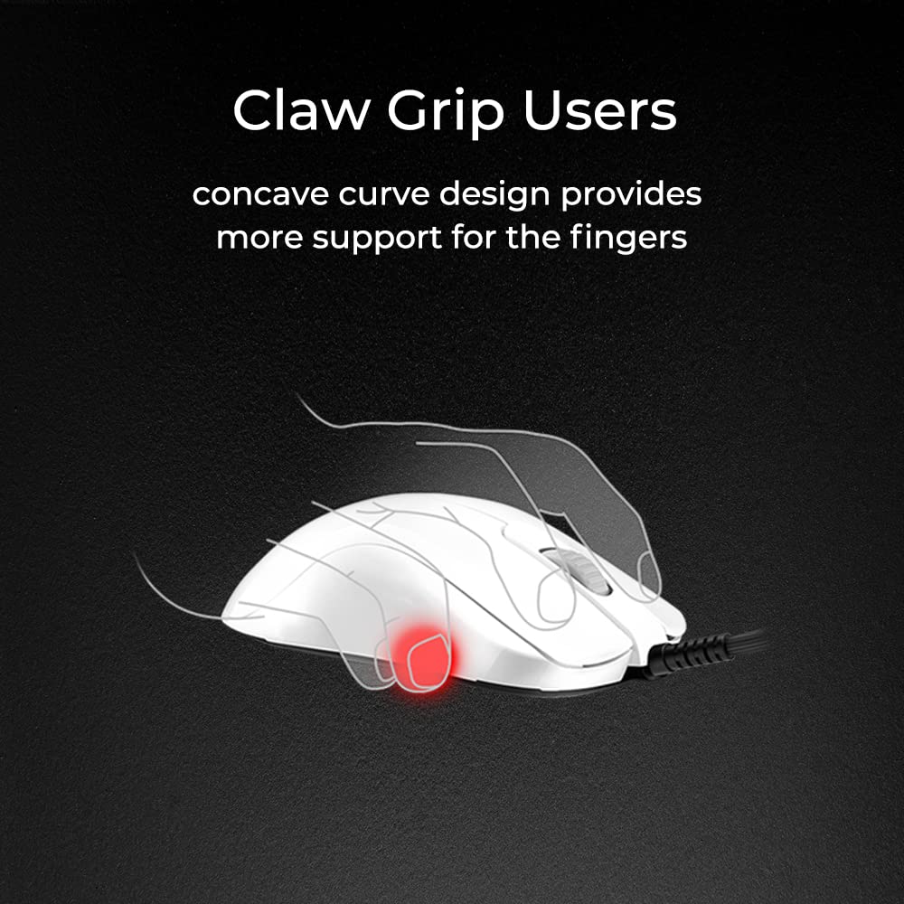 BenQ Zowie FK2-B Special Edition V2 White Symmetrical Gaming Mouse for Esports |Regular Weight | Paracord Cable & 16-Step Scroll | Driverless | Glossy Coating | Medium Size