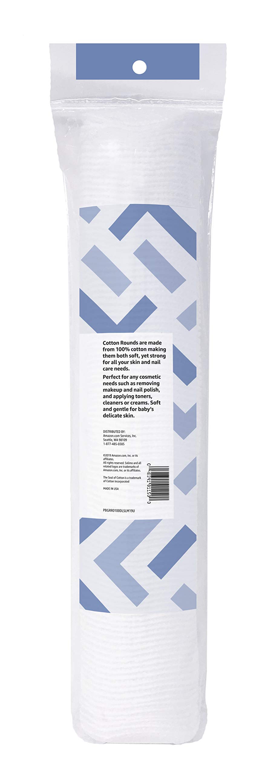 Amazon Brand - Solimo Cotton Rounds, 600 Count (6 Packs of 100)