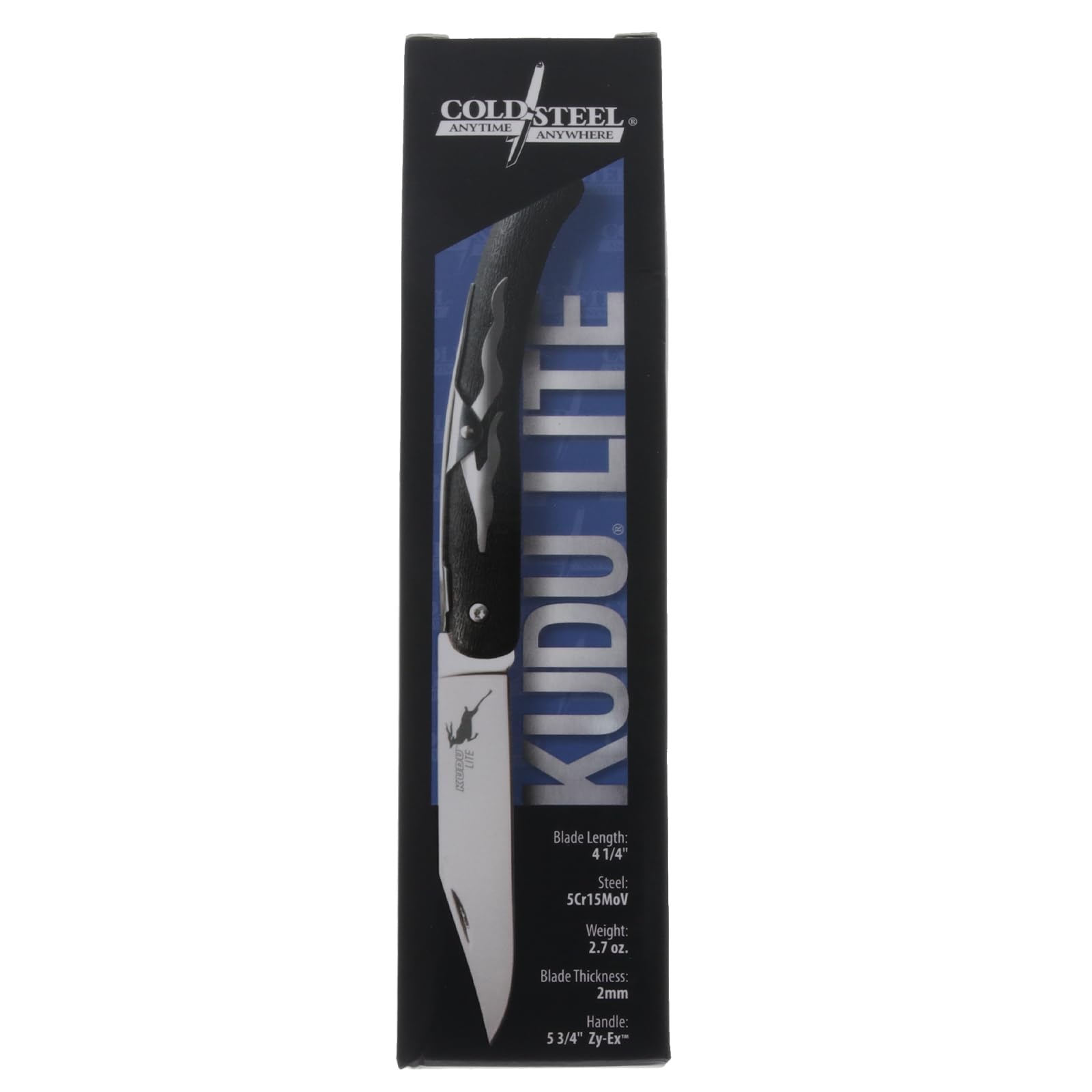 Cold Steel KUDU LITE / 10" Overall / 4 1/4" Blade / 2MM Thick / 5CR15MOV Steel/Blister Packed,Black