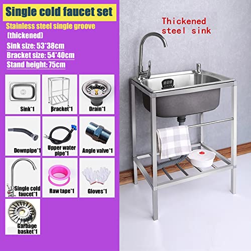 Kitchen sink,utility sink single bowl stainless steel,utility sink free standing,Stainless steel sink with bracket and faucet and other accessories, suitable for hotels, kitchens, restaurants (Siz