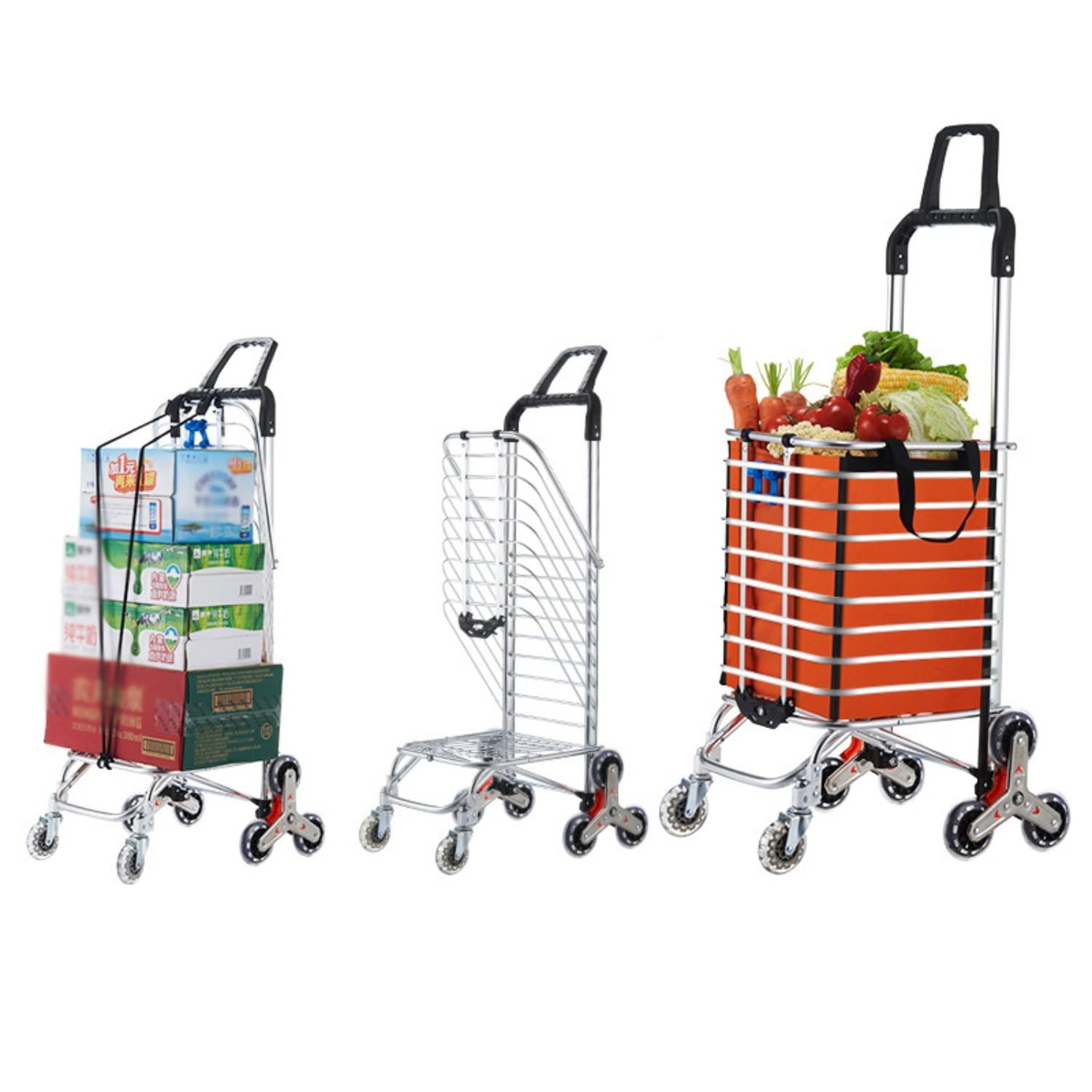 BMUAYO Foldable Shopping Cart Portable Grocery Cart Utility Lightweight Stair Climbing Shopping Carts with Rolling Swivel Wheel