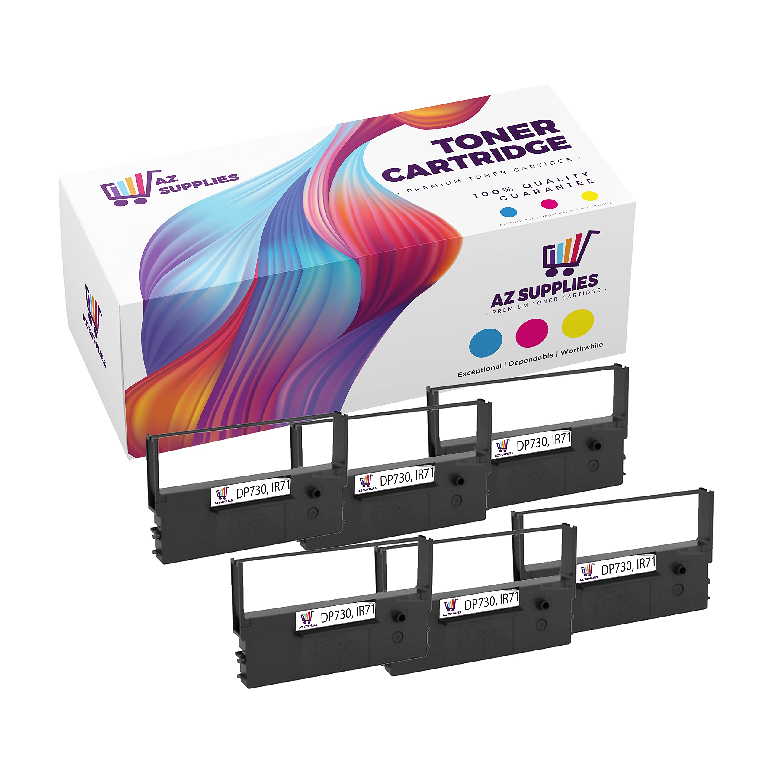 AZ SUPPLIES Compatible Printer Ribbons Replacement for Citizen Compatible DP730 IR71 Purple Ribbon 6 Pack