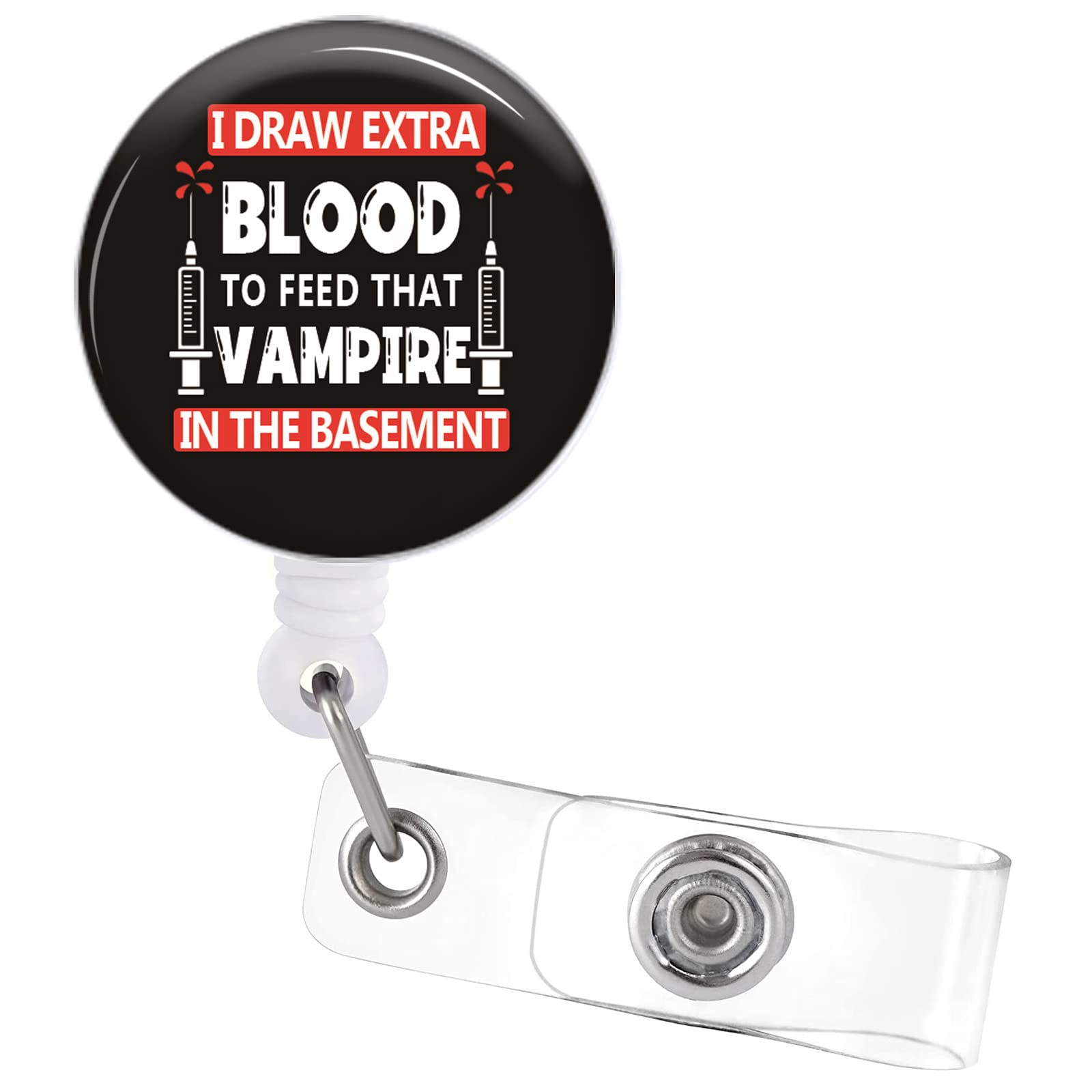 Badge Reel Retractable with Alligator Clip Funny Phlebotomist Phlebotomy Tech Name Tag Card Badge Holder Nurse Doctor Teacher Medical Office Work ID Clip