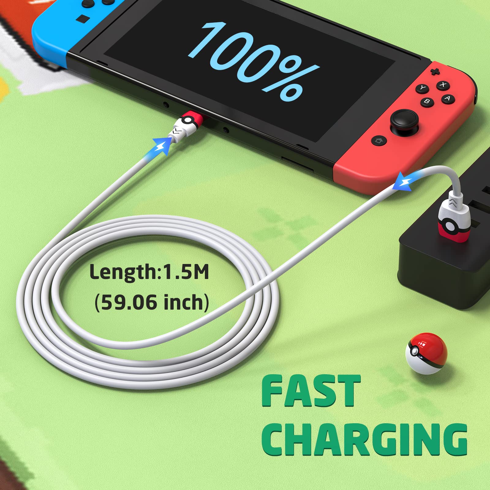 Antank USB C Charging Cable for Nintendo Switch, Cute 4.92ft Fast Charger Cord for Nintendo Switch/Lite/OLED/Xbox Series Controller