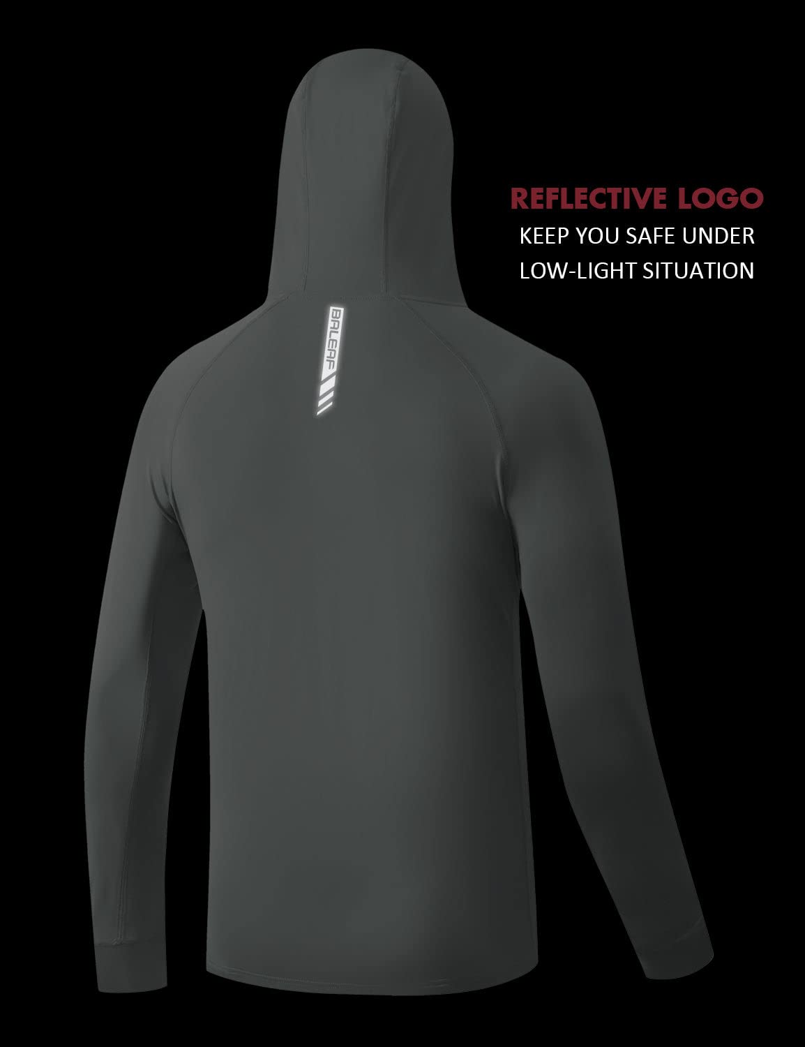 BALEAF Men's Running Jacket Cold Weather Zip Hoodie with Zipper Pocket Long Sleeve Thermal Pullover for Hiking Cycling Light Grey XL