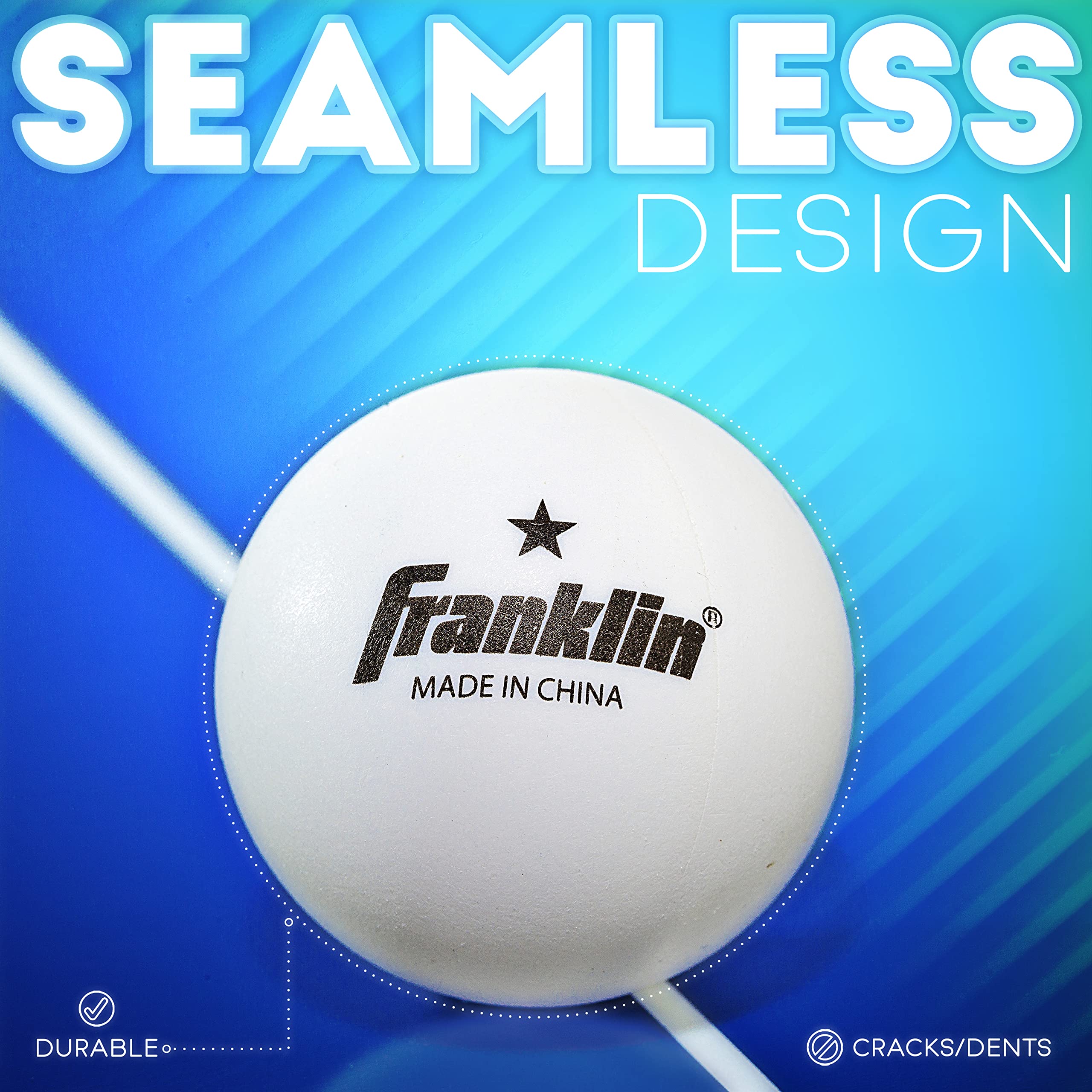 Franklin Sports Ping Pong Balls - Official Size + Weight White 40mm Table Tennis One Star Professional Durable High Performance 12 Count (Pack of 1) Packaging may vary, White