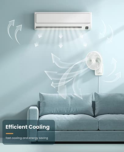 LEMOISTAR 8 Inch Small Wall Mounted Fan with Remote Control,AC/DC(12V), 90°Oscillating, 4 Speeds, Timer, Adjustable Tilt, 70-Inches Cord Ultra Quiet, for Home Office Bedroom Garage RV Camping-White