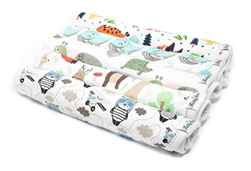 KiddyStar Premium Organic Cotton Toddler Bib, 5-pack Extra Large Baby Bibs, Baby Shower Item for Feeding, Drooling, Teething (Dinos & Whales)