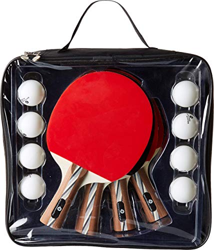 BackyardAllStar | Table Tennis - Ping Pong Paddle Set - 4 Wooden Paddles and 8 Balls with Carrying Bag Organizer for Travel and Storage