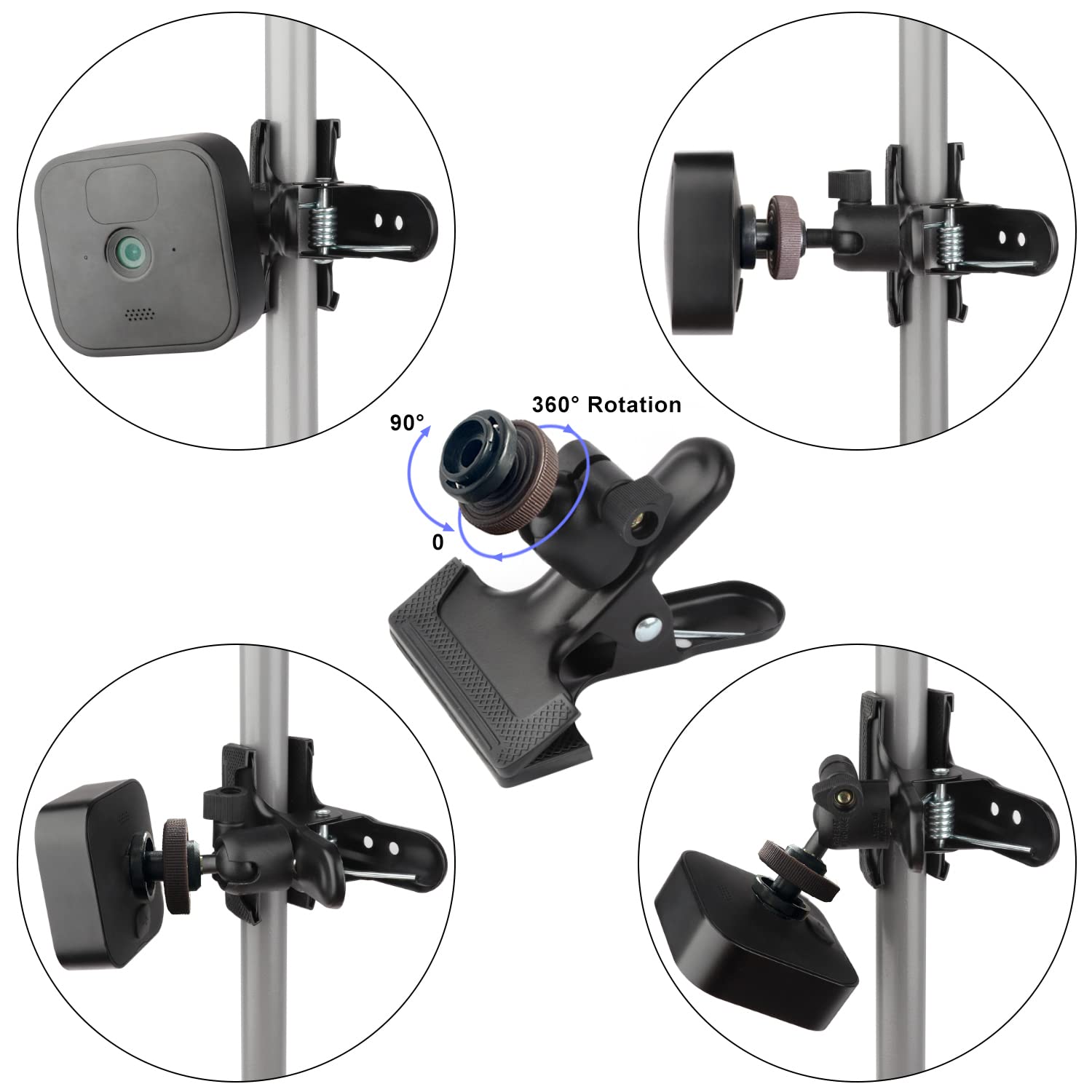 iTODOS 2 Pack Clip Clamp Mount for Blink Outdoor 4 (4th Gen)/(3rd Gen)/Blink XT/XT2/Blink Mini,Metal Clip Clamp Holder,Blink Camera Mount Attach Blink Camera Wherever You Like Without Any Tools