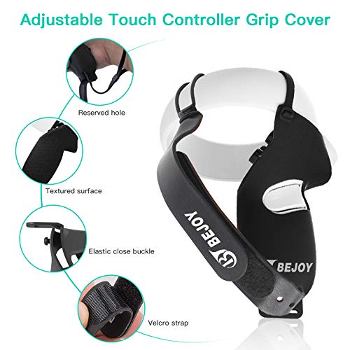 BEJOY 2021 Touch Controller Grip Cover & Knuckle Strap & Lens Protect Cover Set for Oculus Quest 2, Premium Silicone Accessories, Anti-Throw, Sweatproof, Black