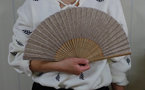 Salutto Hand Fan with Beautiful Fabric Printed (Coffee)