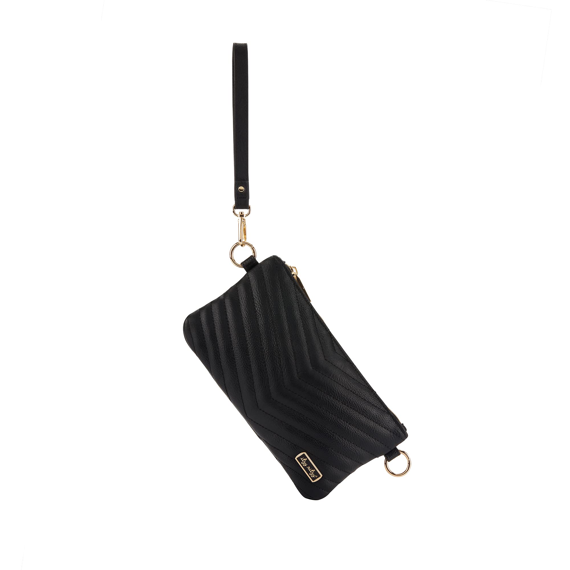 Itzy Ritzy Boss Pouch Wristlet, Crossbody Clutch & Belt Bag - Black Clutch Purse for Women - Includes Crossbody Strap & Wristlet Strap - Features 6 Card Slots & 2 Zippered Pockets (Jetsetter)