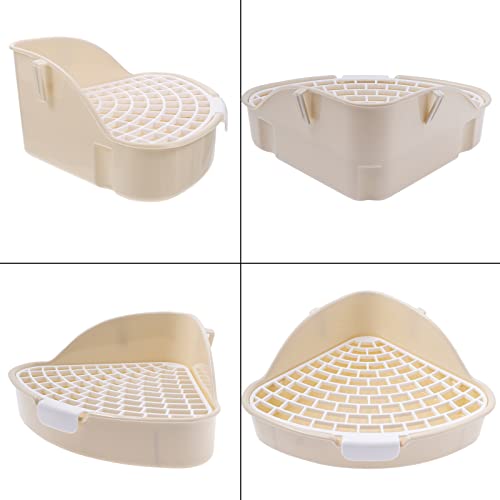 Triangle Potty Trainer Corner Litter Bedding Box Pet Pan for Small Animal/Rabbit/Guinea Pig/galesaur/Hamster/Ferret(White)(9.64"x6.89"x4")