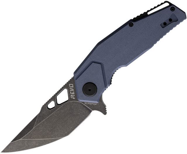 REVO Berserk REV2 - Gray, 3.875" Engineered Stainless Steel with G10 Scale Handle, Flipper Tab Open Ball Bearing Pivot System, Heavy Duty Blade with EDC Grind, Reversible Pocket Clip Tactical Knife