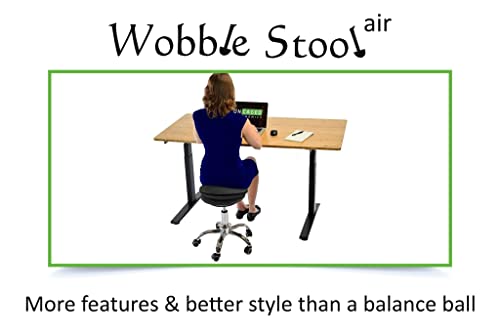 WOBBLE STOOL AIR rolling ergonomic balance ball office chair alternative exercise active stool wheels modern sit stand-up standing desk accessories adjustable height black