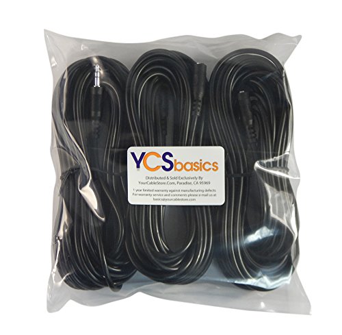 Three Pack of YCS Basics 25 Foot 3.5mm Stereo Headphone/AUX Extension Cable Male/Female
