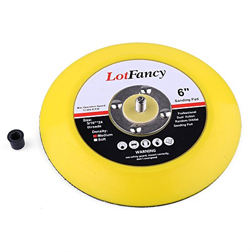 LotFancy 6 Inch Hook and Loop Backing Plates, Pack of 2- DA Air Random Orbital Sander/Polisher PU Backing Pad for Sanding Finishing Polishing Buffing, 5/16β-24 Threads