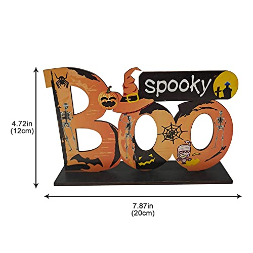 Halloween Boo Wooden Tier Tray Table Topper, Happy Halloween Tabletopper Ornaments Table Decor, Table Decor Table Centerpiece for Halloween, Table Topper Signs for Party Supplies (A02)