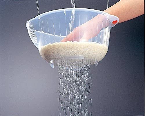 Inomata Plastic Japanese Rice Washing Bowl with Side and Bottom Drainers