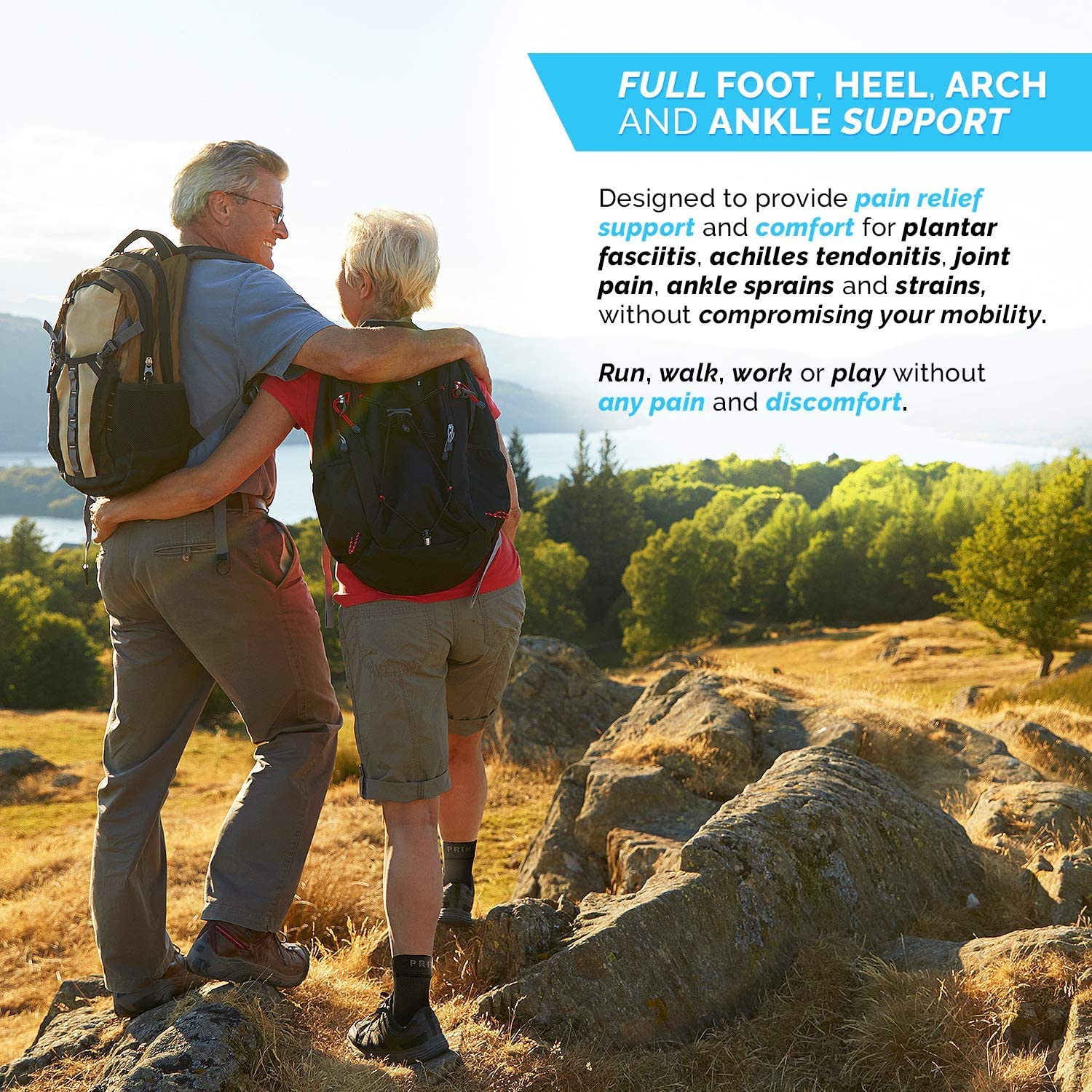 Ankle Brace Sock Compression Sleeve Supports Foot in Joint Pain, Swelling, or Injuries Relief