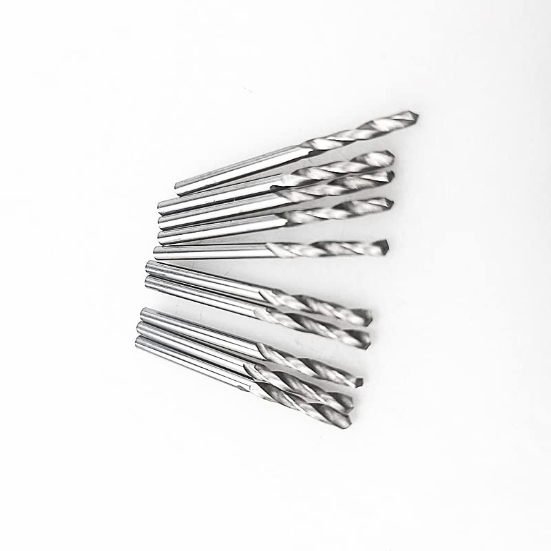 KLOT Industrial Grade 10pcs Solid Carbide Drill Bit 3.175mm 1/8" 2-Flute Straight Shank YG6X Tungsten